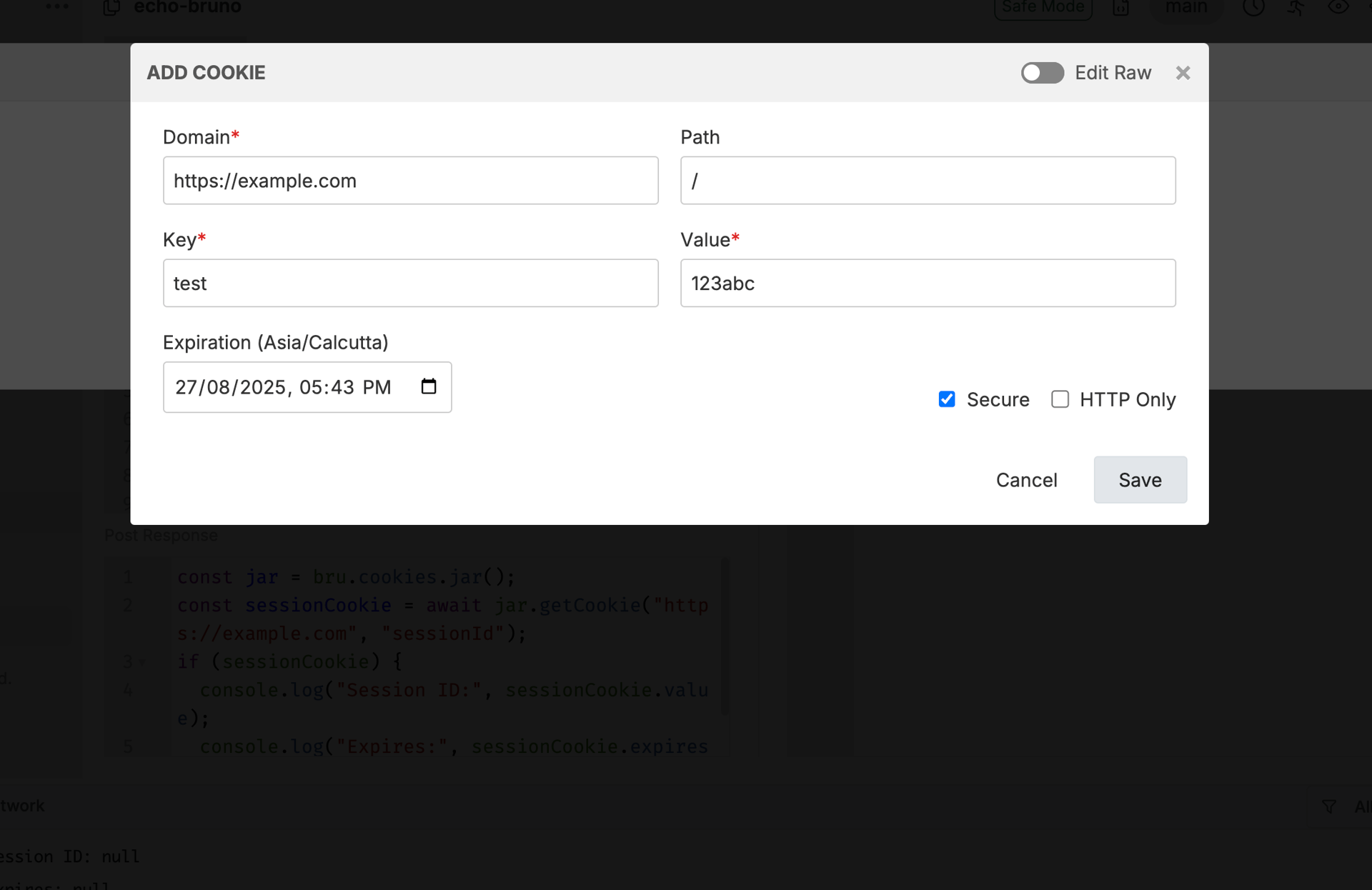 Automate Cookie Handling in Bruno with Scripting APIs